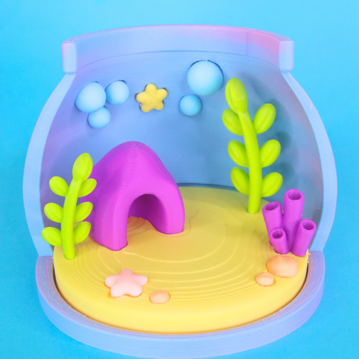 3D Printable Axolotl Fish Tank Display for Flexi fidgets by Quail Studio