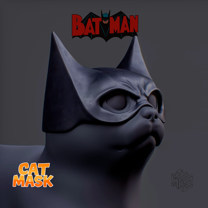 3D Printable Batcat Mask – Funny Batman-Inspired Cat Mask – STL File ...