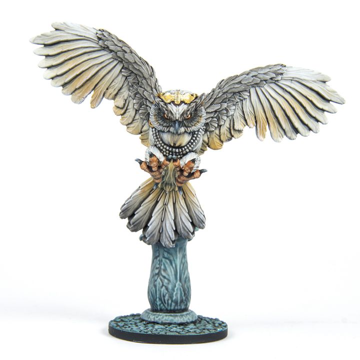 3D Printable Athena, a Tawny Owl. Sage, Fighter by RAYBOX Games