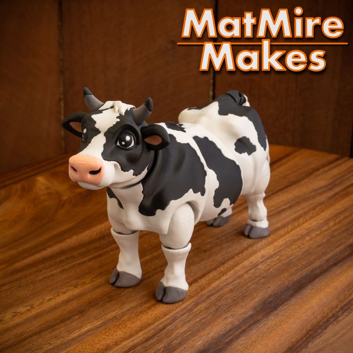 3D Printable Dairy Cow, Articulated fidget figure, Cute Animal by ...