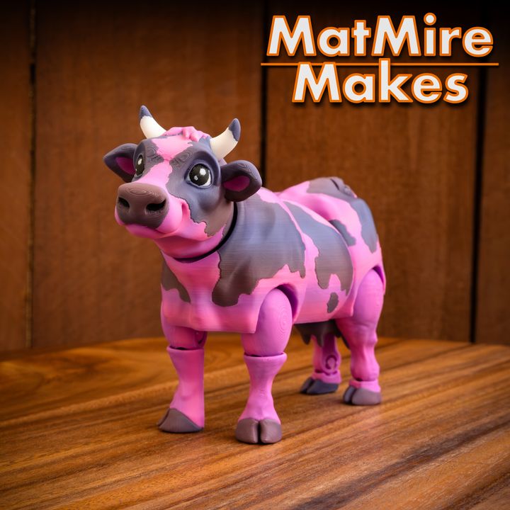 3D Printable Dairy Cow, Articulated fidget figure, Cute Animal by ...
