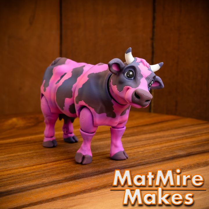 3D Printable Dairy Cow, Articulated fidget figure, Cute Animal by ...