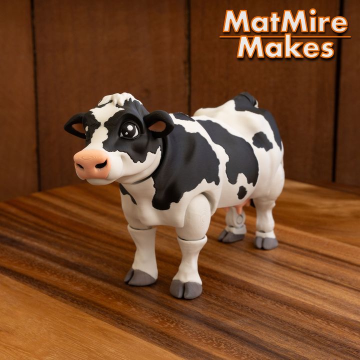 3D Printable Dairy Cow, Articulated fidget figure, Cute Animal by ...