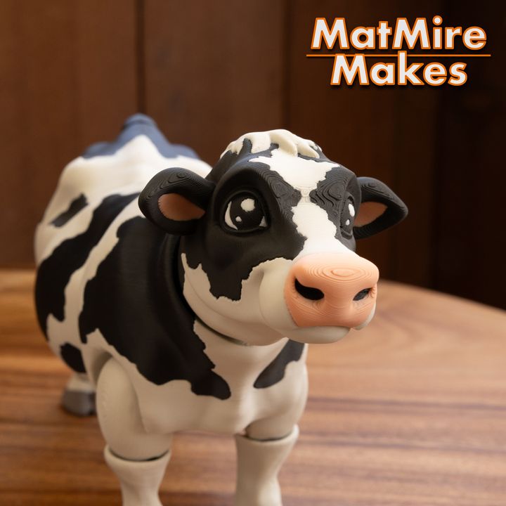 3D Printable Dairy Cow, Articulated fidget figure, Cute Animal by ...