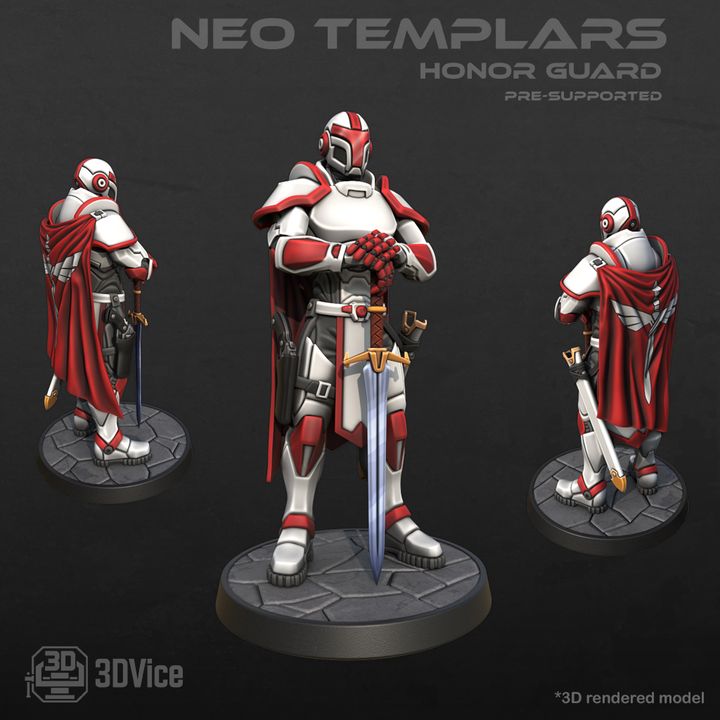 3D Printable Neo Templars - Honor Guard holding a sword by Vicko Hazdovac