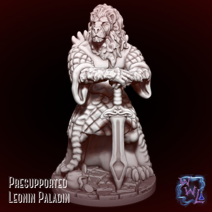 3D Printable Leonin Paladin | Presupported by Wicked Wizard Labs