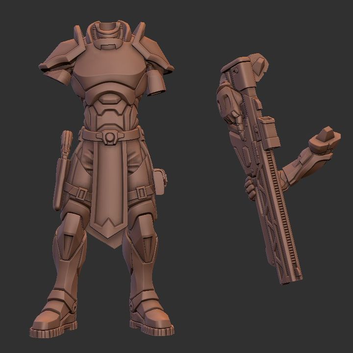 3D Printable Neo Templars - Honor Guard with railgun by Vicko Hazdovac