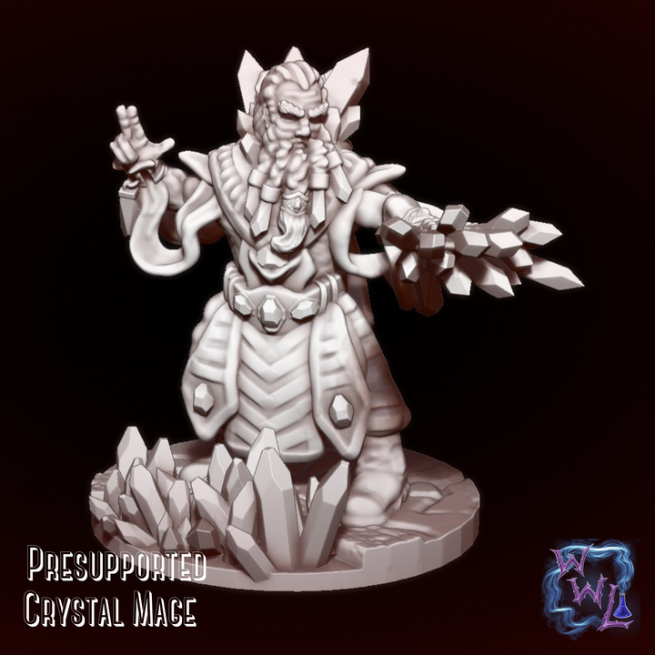 3D Printable Crystal Mage | Presupported by Wicked Wizard Labs