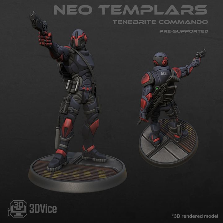 3D Printable Neo Templar - Tenebrite Commando aiming a gun by Vicko ...