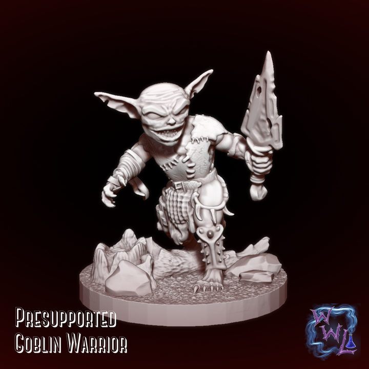 3D Printable Goblin Warrior | Presupported by Wicked Wizard Labs