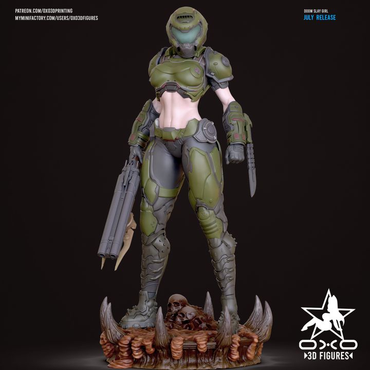 3D Printable Doom Slay Girl Tabletop Miniature Figure by OXO3D Figures