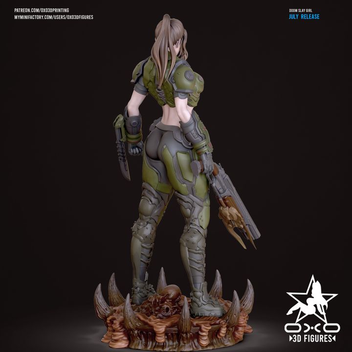 3D Printable Doom Slay Girl Tabletop Miniature Figure by OXO3D Figures