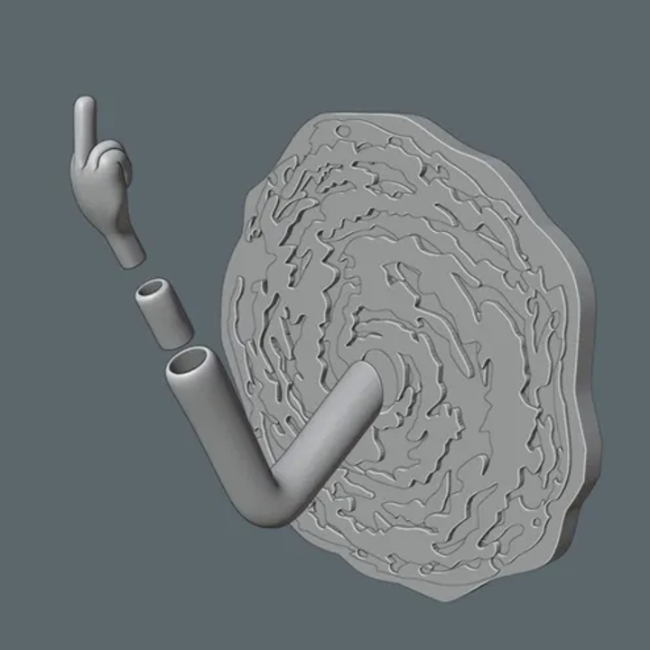3D Printable middle finger rick hook by Myron