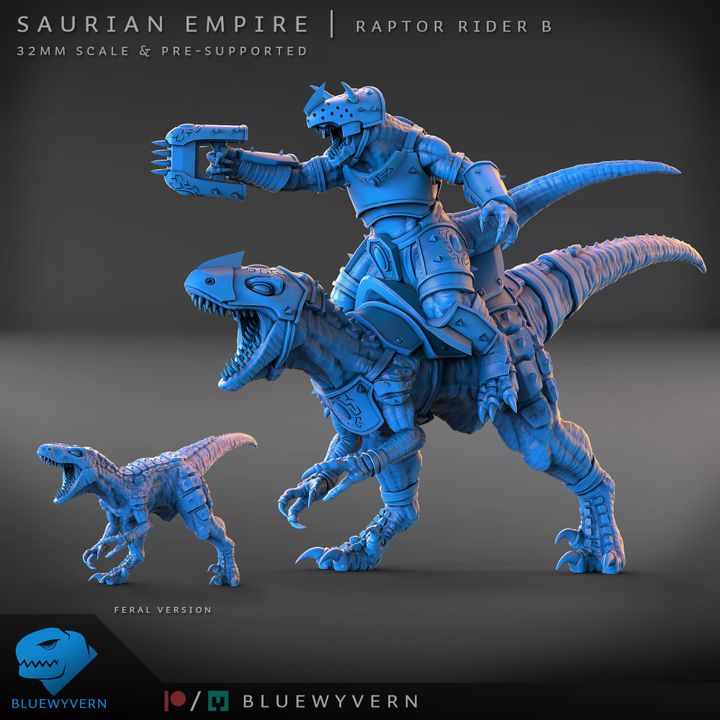 3D Printable Saurian Empire - Raptor Rider B by BlueWyvern