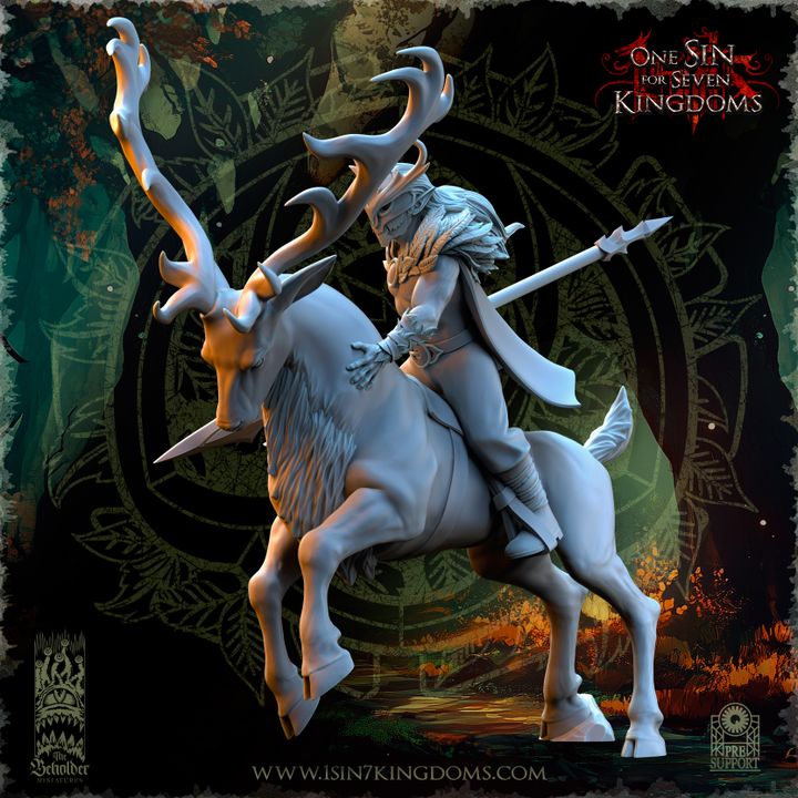 3D Printable Evergreen Elves Deepwood Riders by The Beholder Miniatures