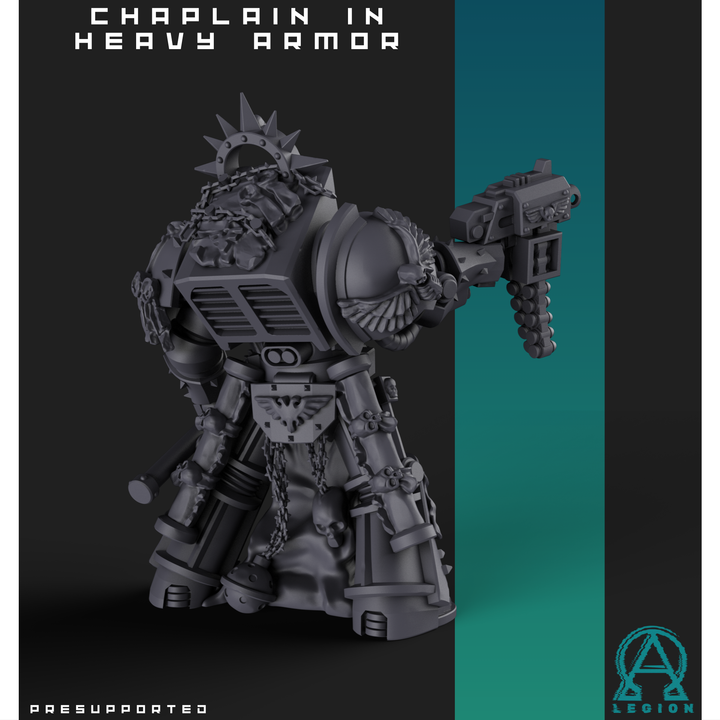 3D Printable CHAPLAIN IN HEAVY ARMOR [PRE-SUPPORTED]. by OMEGA-LEGION
