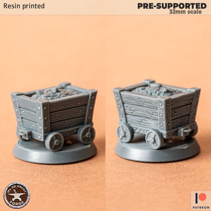 3D Printable Mining Cart by My3DPrintForge