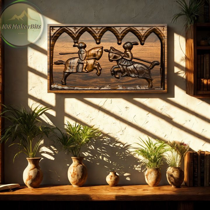 3D Printable Medieval Jousting Knights Relief – CNC Router Bas-Relief ...