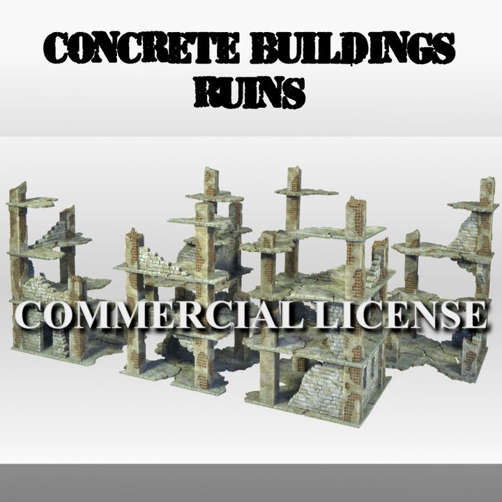 3D Printable [Commercial License] Concrete Buildings Ruins - STL Files ...