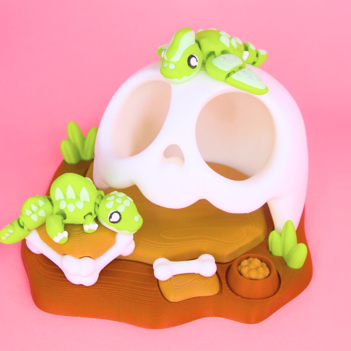 3D Printable Cute Dinosaur House for Flexi Fidgets by Quail Studio