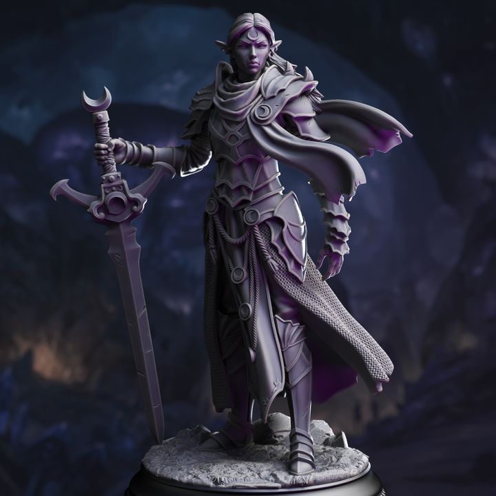 3D Printable Drow Paladin of the Moon - Ilnia Vasrith by DM Stash