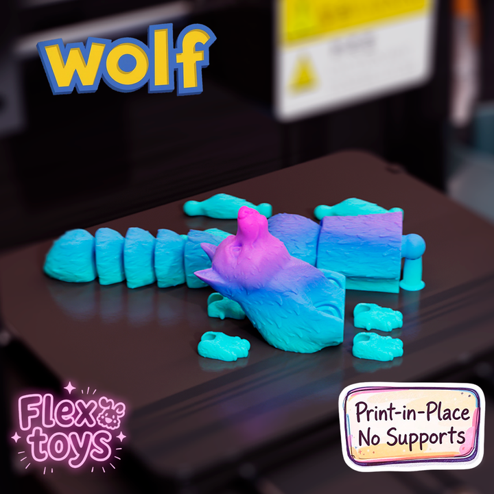 3D Printable Flexi Wolf – Print-in-Place Animal Toy by 42 STUDIO