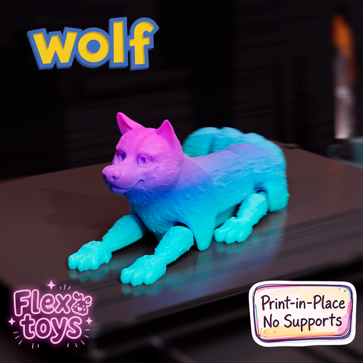 3D Printable Flexi Wolf – Print-in-Place Animal Toy by 42 STUDIO