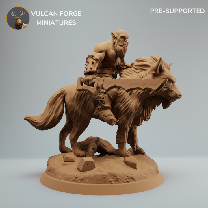 3D Printable Orc Rider on Dire Wolf, Mounted Orc, Orc Wolfrider ...