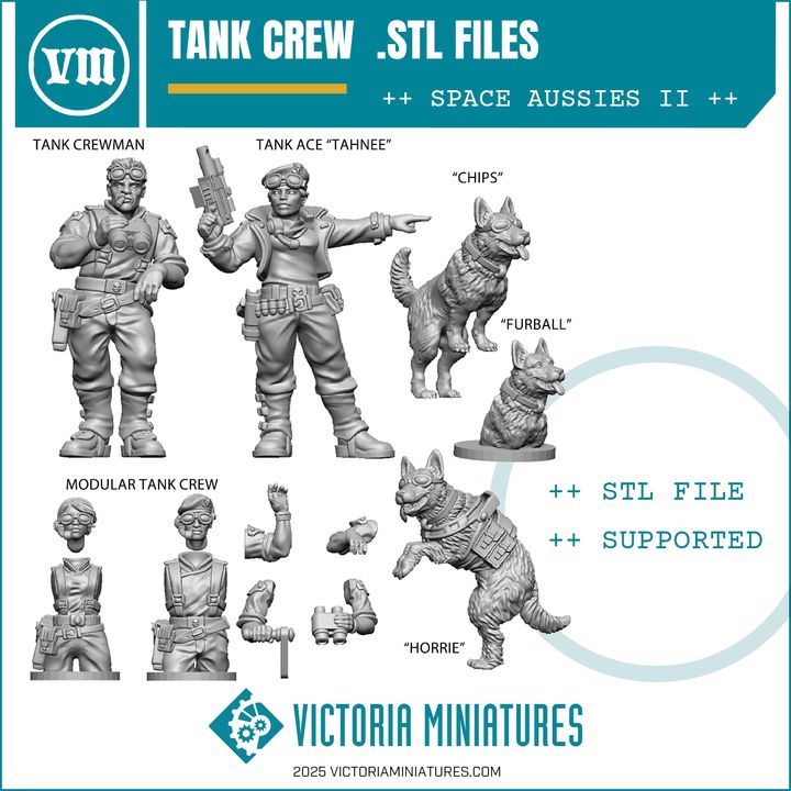 3D Printable Tank Crew and Dogs by Victoria
