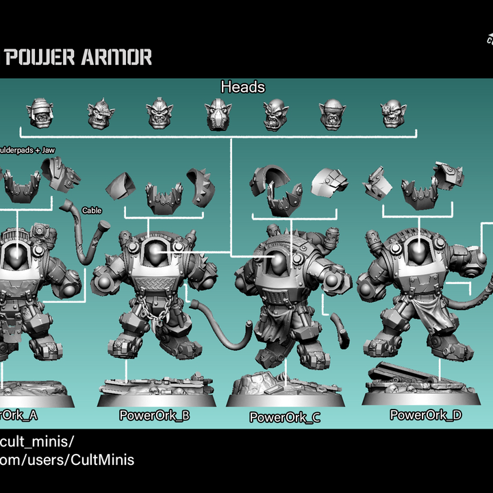 3D Printable Mega-Armor Space Orc Squad by Cult Miniatures