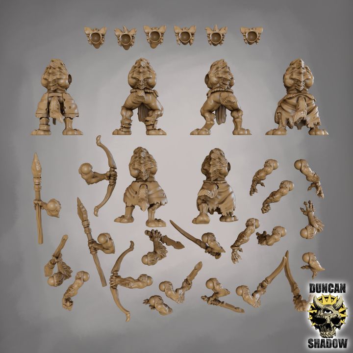 3D Printable Gnoll Savages Multipart kit (Pre Supported) by Duncan Shadow