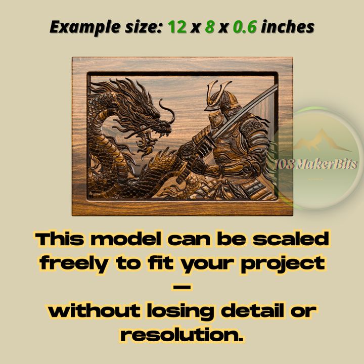 3D Printable Samurai vs Dragon Relief Panel – CNC Router Ready STL ...