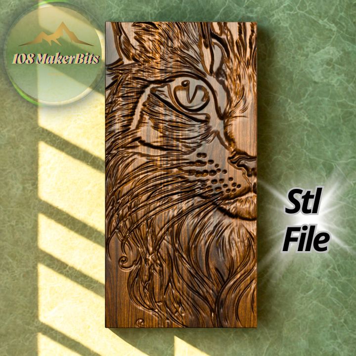 3D Printable Amazing Cat Face Relief – CNC Router STL Model for Aspire ...
