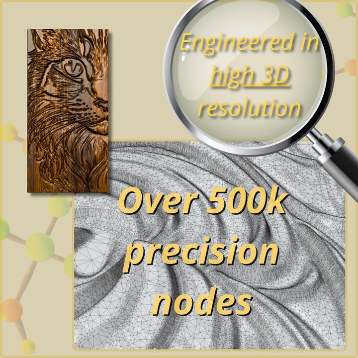 3D Printable Amazing Cat Face Relief – CNC Router STL Model for Aspire ...