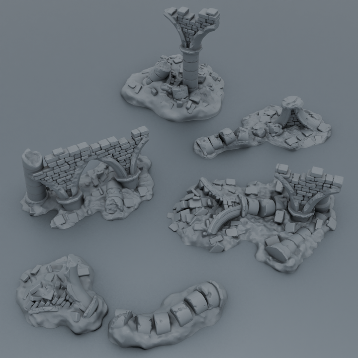3D Printable Wrecked Pillars by WastelandScenics