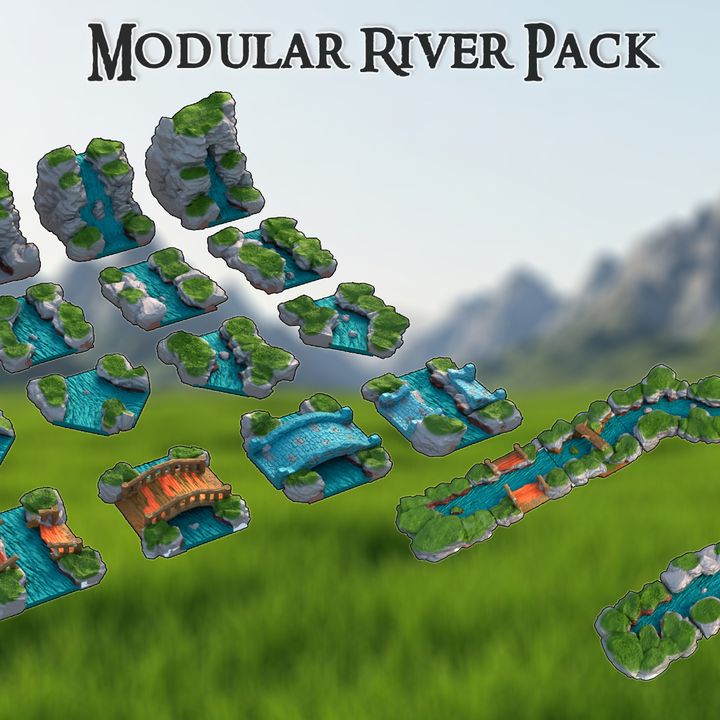 3D Printable Modular River Pack - Tabletop Terrain - 28 MM by MiniatureLand