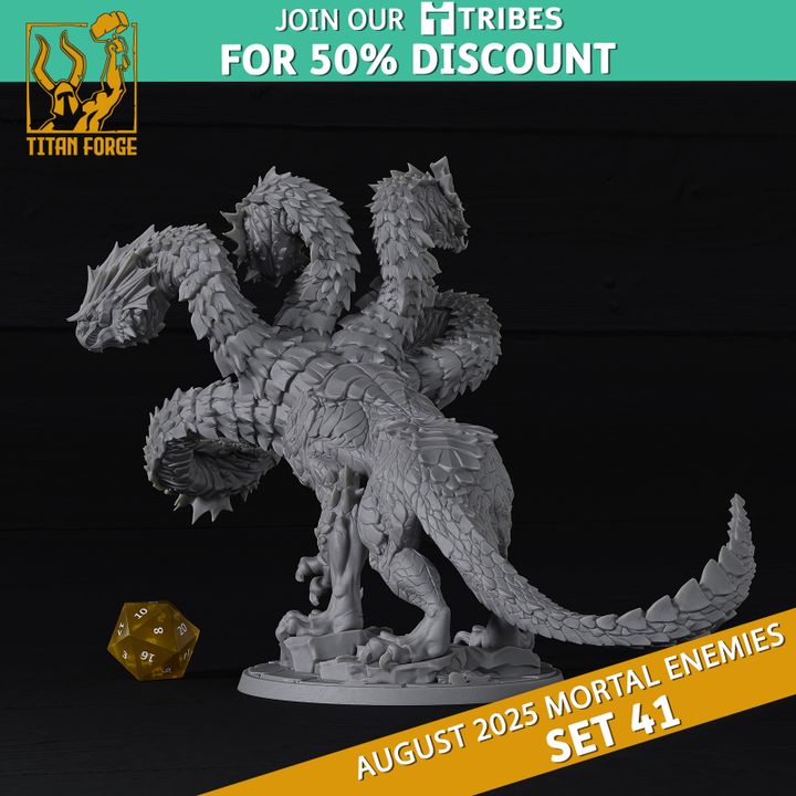 3D Printable Hydra - Monsters DnD 5e - Mortal Enemies Set 41 by Titan ...