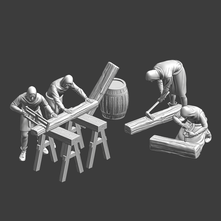 3D Printable Medieval Civilian Workers - Carpenters by Northern ...