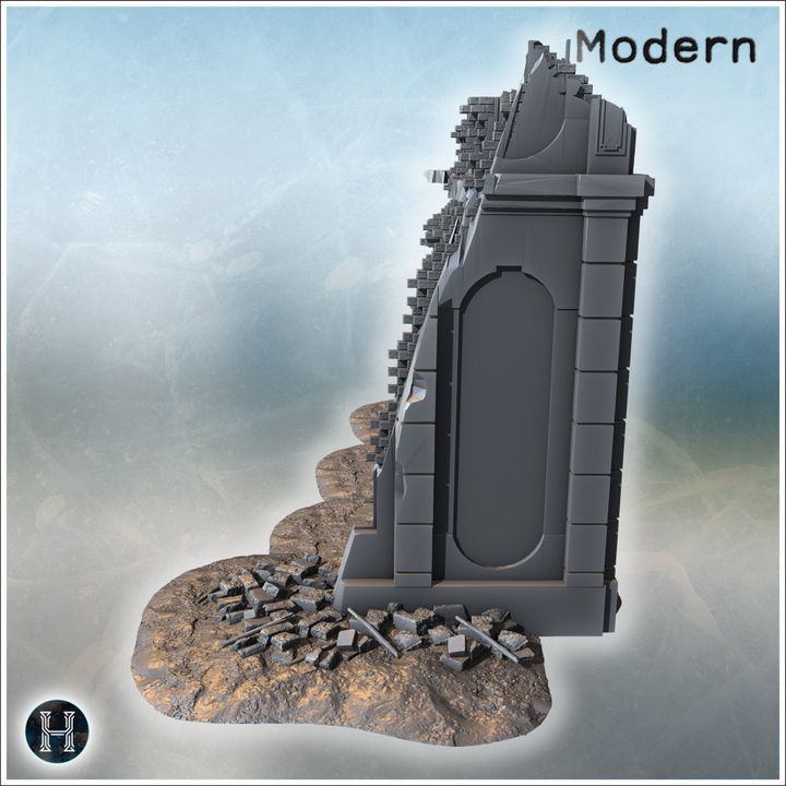 3D Printable Tall surviving facade of neoclassical building displaying ...