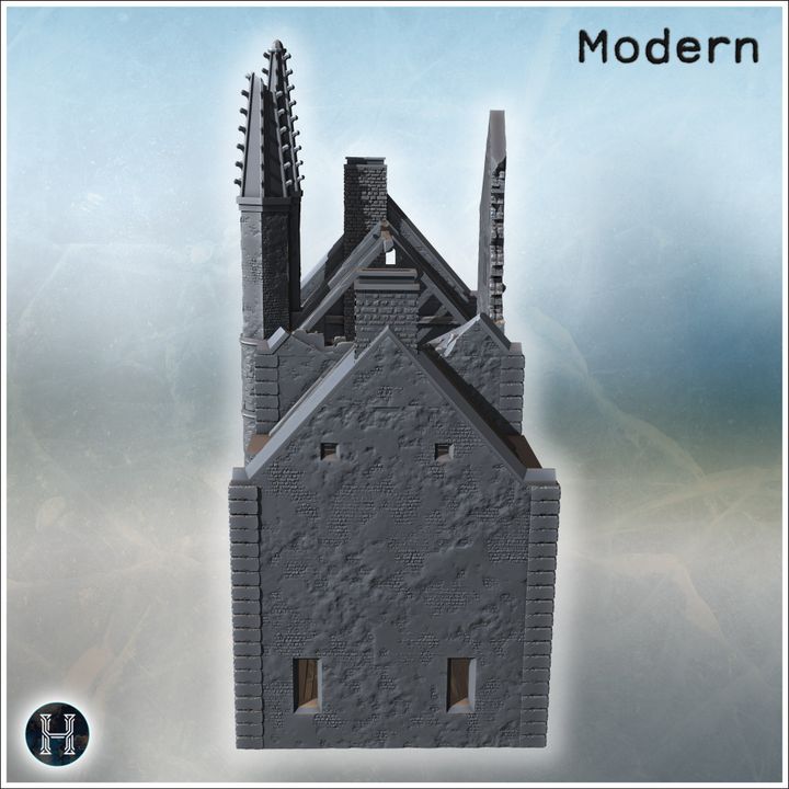 3D Printable Fontaine castle gatehouse building (Fontaine-Henry ...