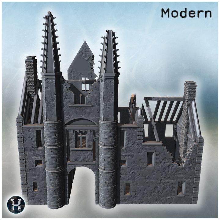 3D Printable Fontaine castle gatehouse building (Fontaine-Henry ...