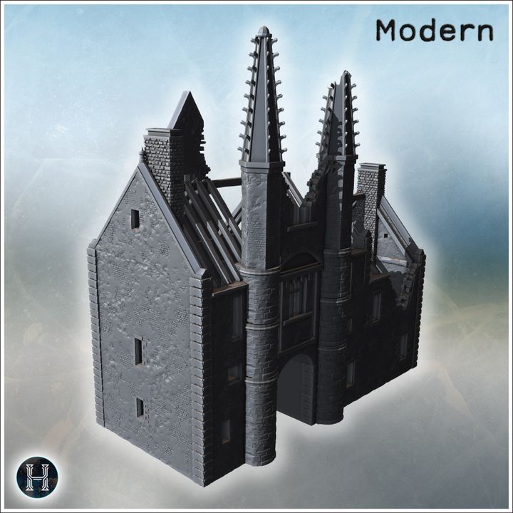3D Printable Fontaine castle gatehouse building (Fontaine-Henry ...