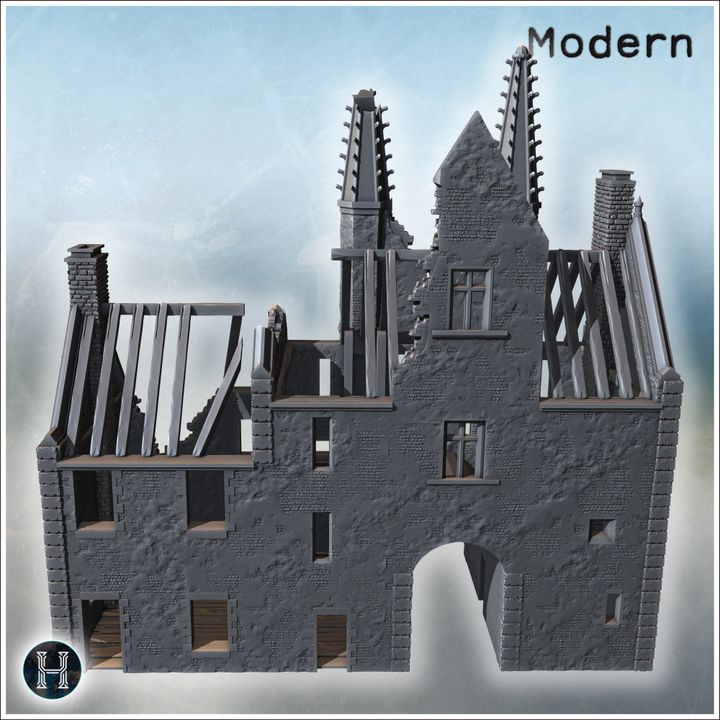 3D Printable Fontaine castle gatehouse building (Fontaine-Henry ...