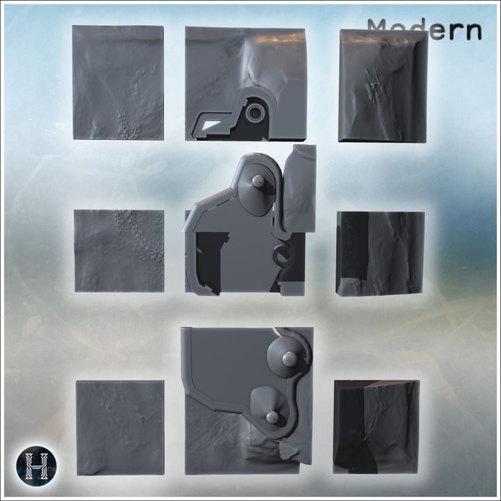 3D Printable Hexagonal concrete fortress set into earthen mound ...