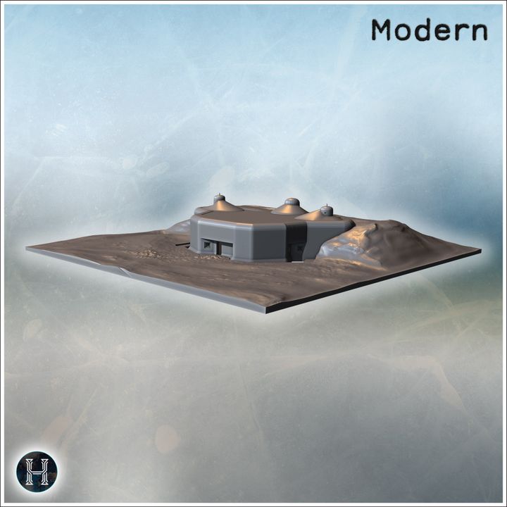 3D Printable Hexagonal concrete fortress set into earthen mound ...