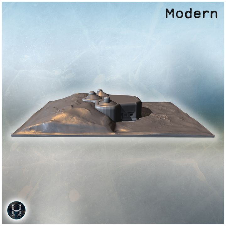 3D Printable Hexagonal concrete fortress set into earthen mound ...