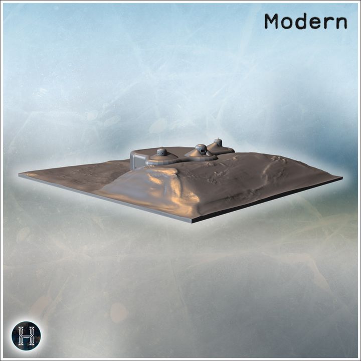 3D Printable Hexagonal concrete fortress set into earthen mound ...