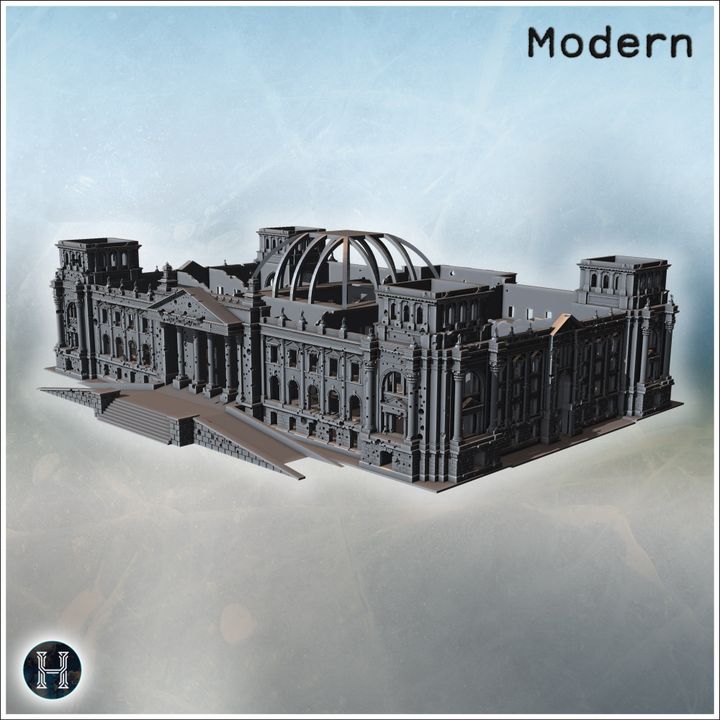 3D Printable Reichstag building (damaged version) (Platz der Republik ...