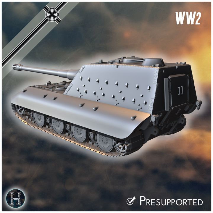 3D Printable Jagdpanzer E-100 (with high casemate) Entwicklung tank ...