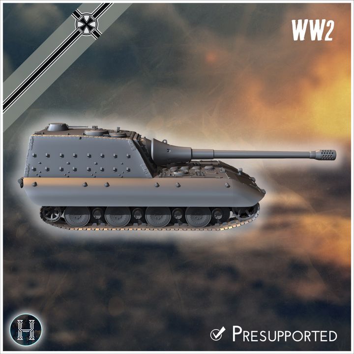 3D Printable Jagdpanzer E-100 (with high casemate) Entwicklung tank ...